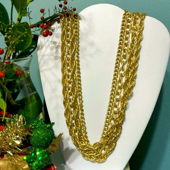 Vintage | Jewelry | Vintage Gold Over Aluminum 4 Strand Chain Necklace ...